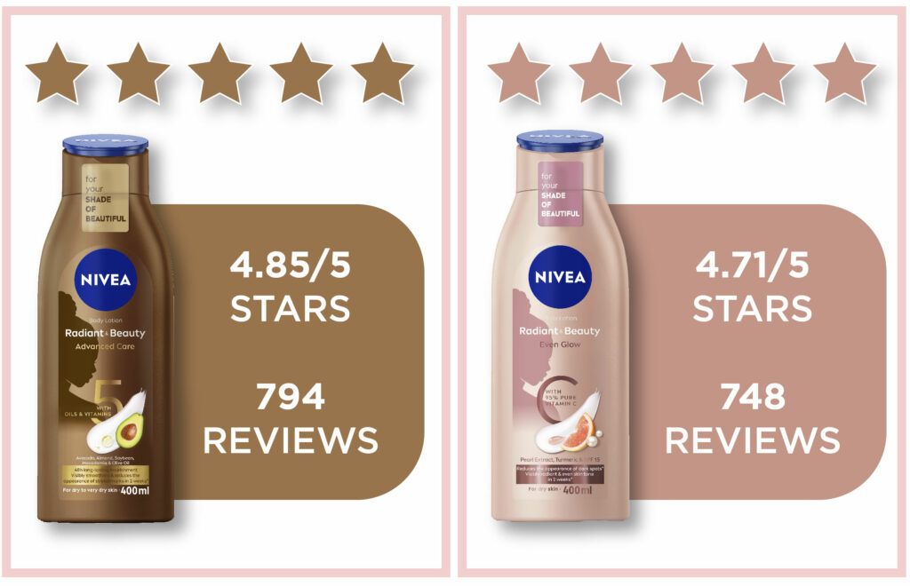 rubies review and rate: NIVEA Radiant & Beauty Body Lotions - rubybox